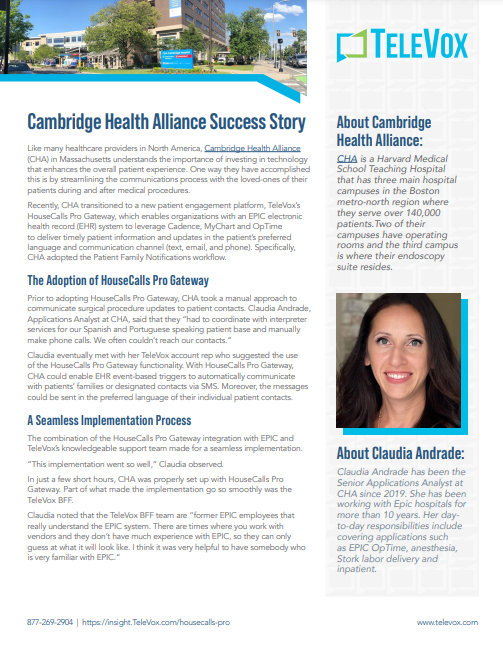 Cambridge Health Alliance | A Success Story | TeleVox